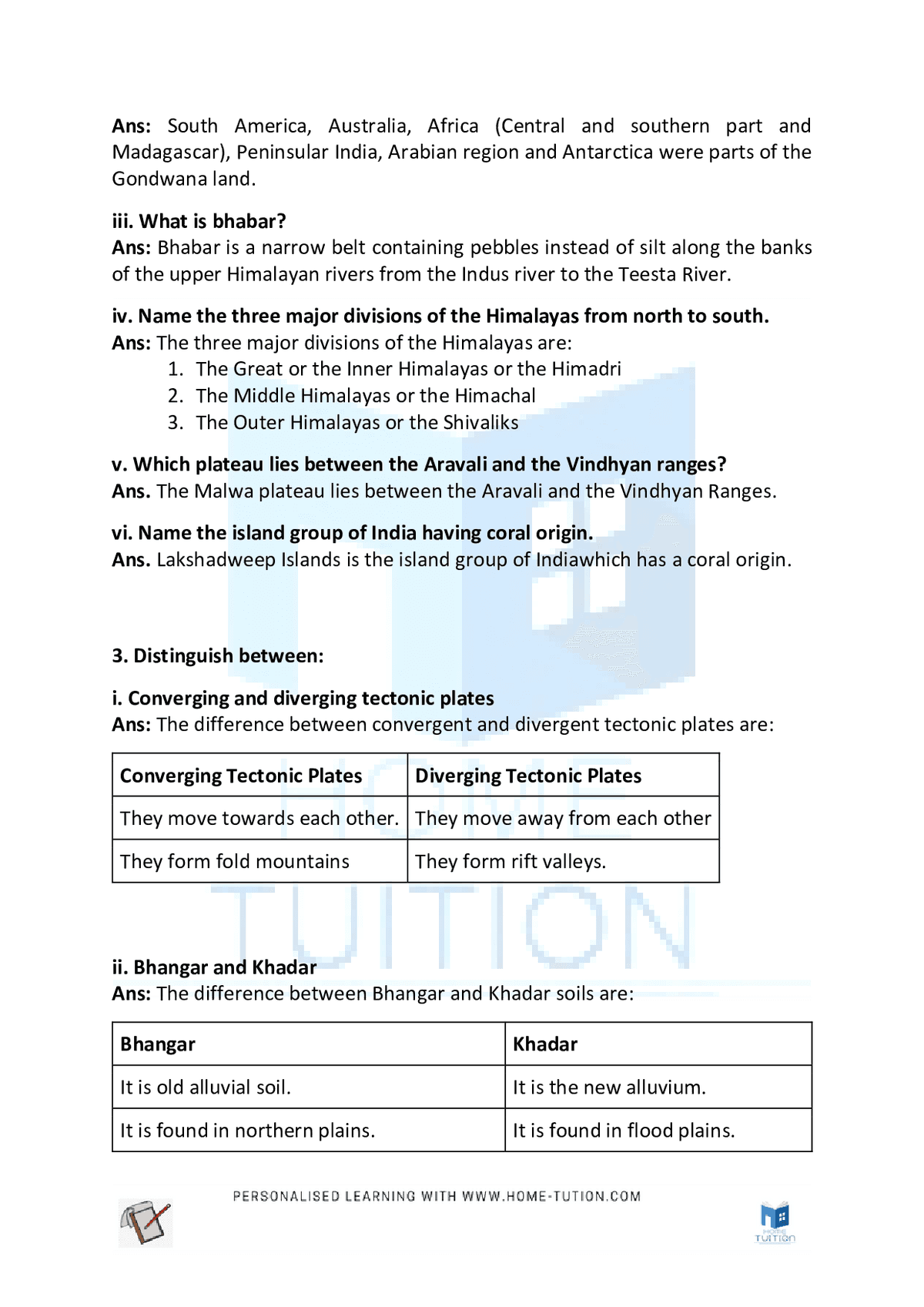 NCERT Solutions For Class 9 Geography Chapter 2 Physical Features of India