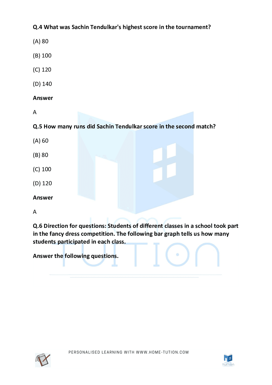 CBSE Class 4 Maths Data Handling Worksheet - Download Free PDF - Home ...